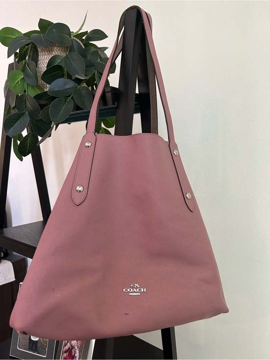 Coach | Bags | Coach Mauve Leather Market Tote With Silver Hardware ...